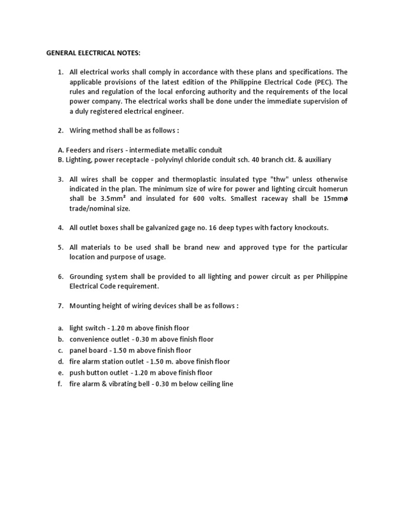 General Notes | PDF | Electrical Wiring | Building Technology