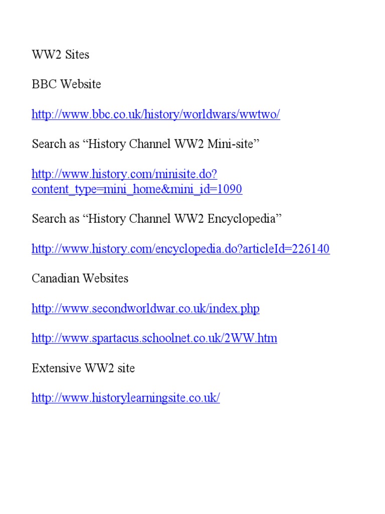 WW2 Sites | PDF | Social Science | Travel
