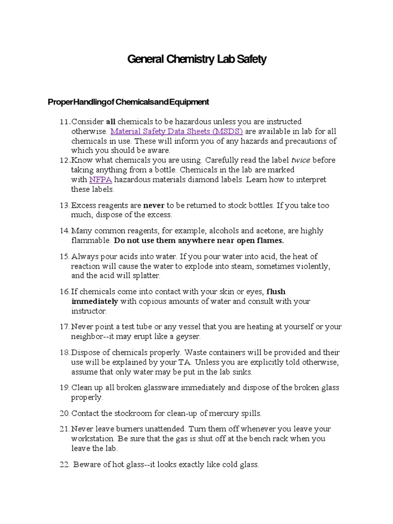 Chemistry Lab Safety Guidelines | PDF