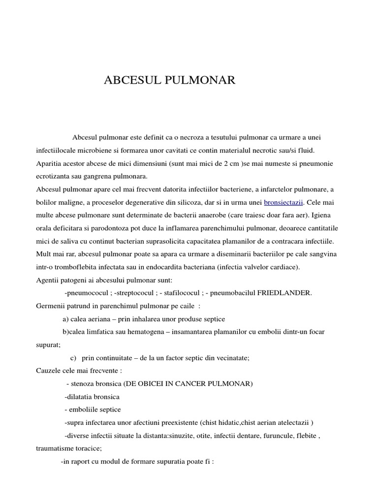 Abcesul Pulmonar | PDF