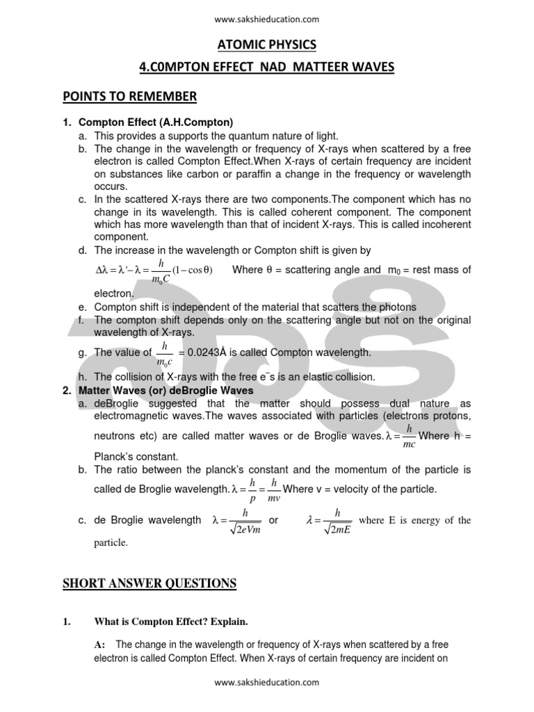 09 4 Compton Effect PDF | PDF | Waves | Wavelength