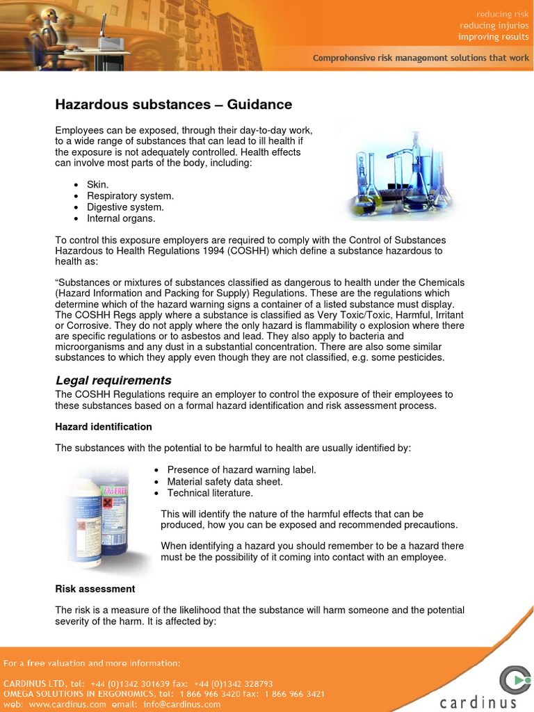 COSHH Guidance Substances | PDF | Labour Relations | Prevention