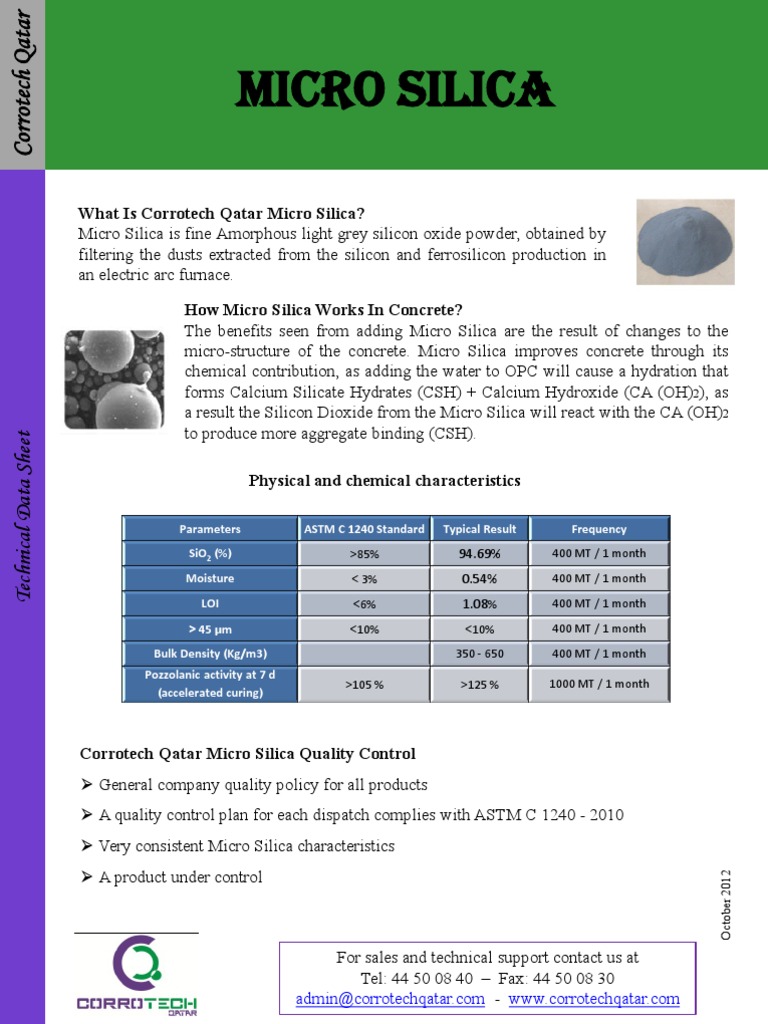Micro Silica Technical Data Sheet | PDF | Technology & Engineering