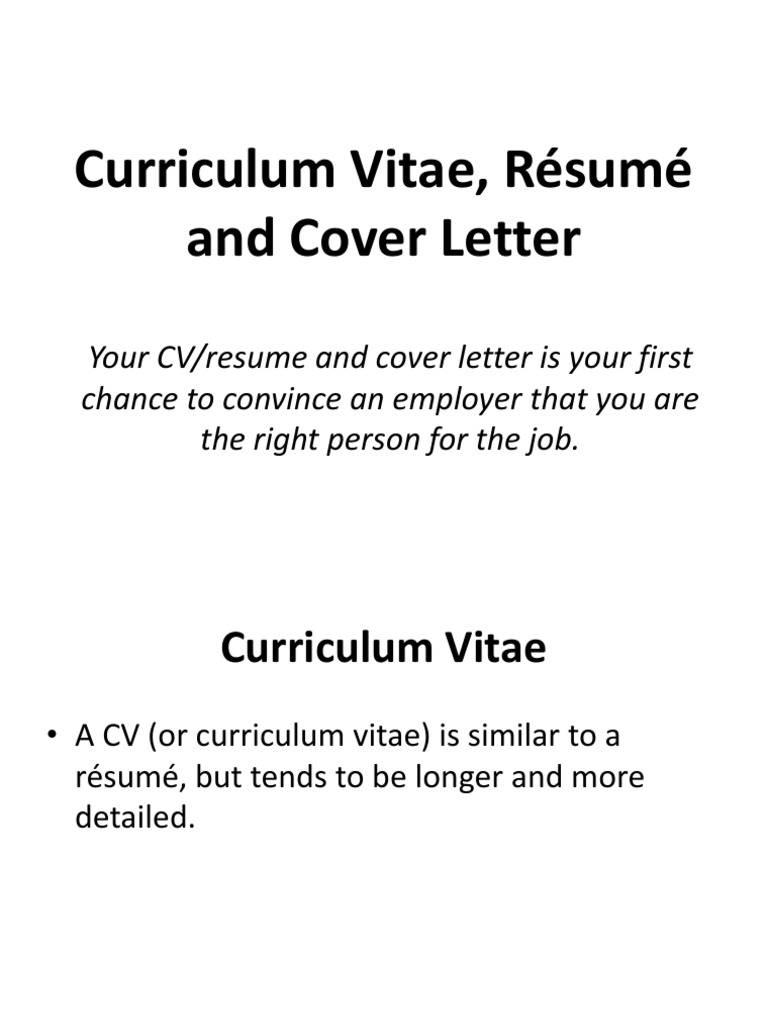 Curriculum Vitae, Résumé and Cover Letter | PDF | Résumé | Employment