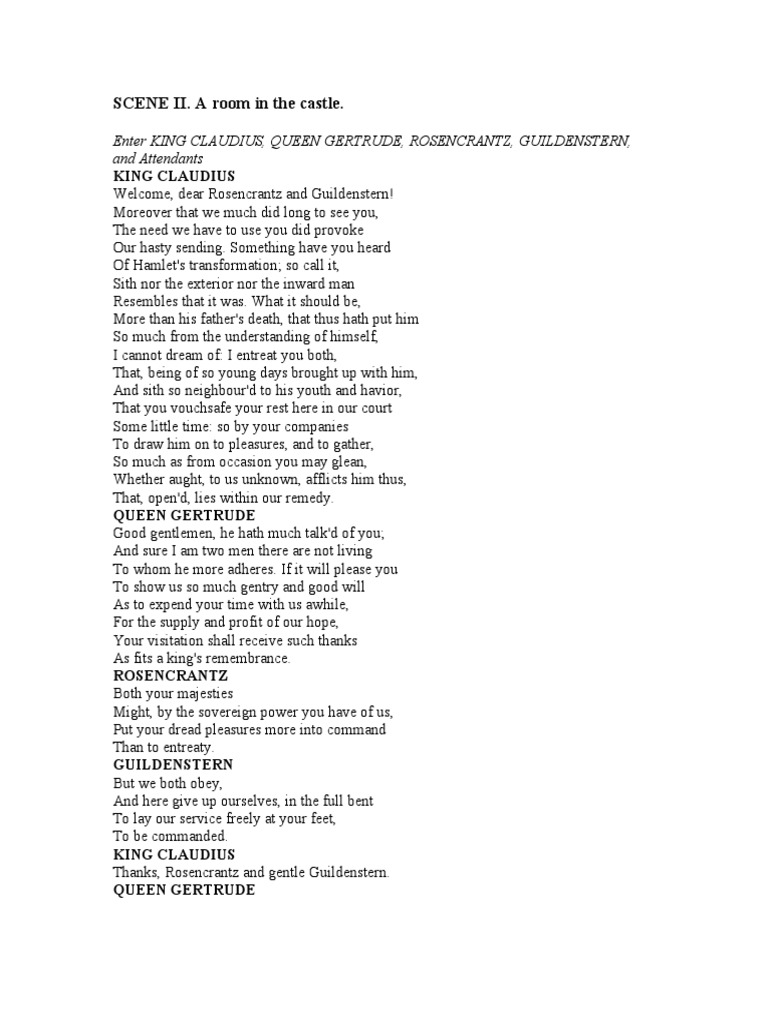 Hamlet Act 2 Scene 2 | PDF | Plays Based On European Myths And Legends ...