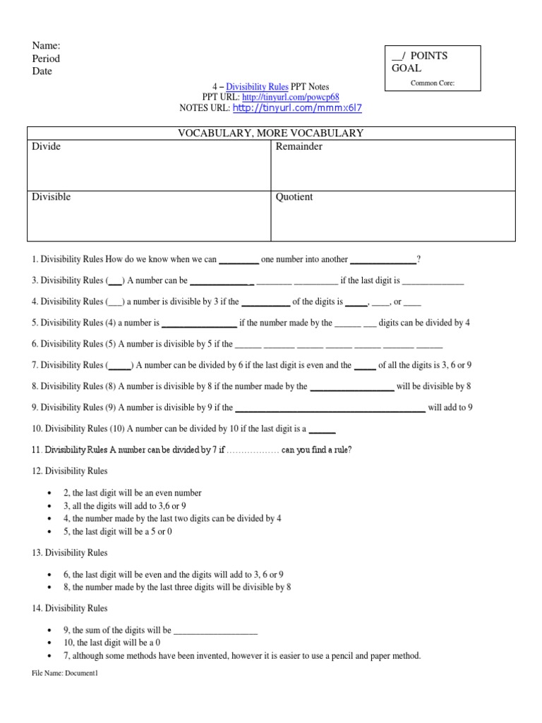 4 - Divisibility Rules PPT Notes | PDF | Discrete Mathematics ...