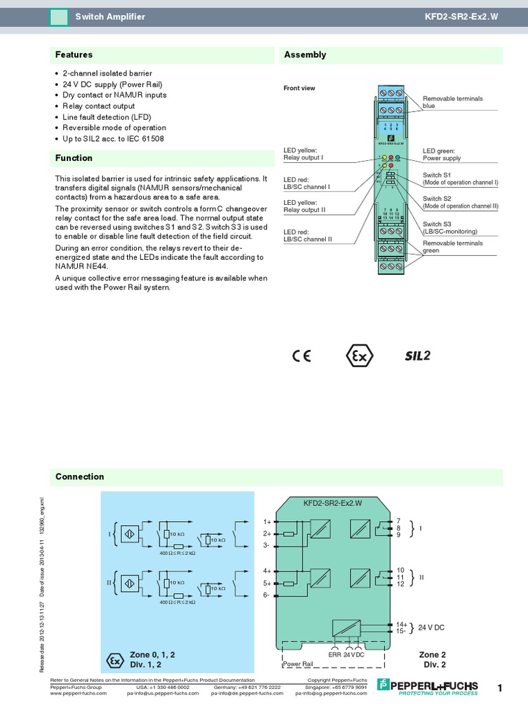 KFD2 SR2 Ex2.W | PDF | Relay | Switch