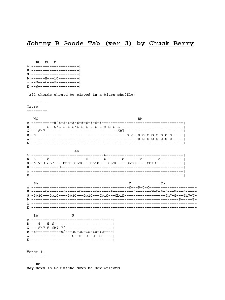 Johnny B Goode Tab | PDF | Popular Music