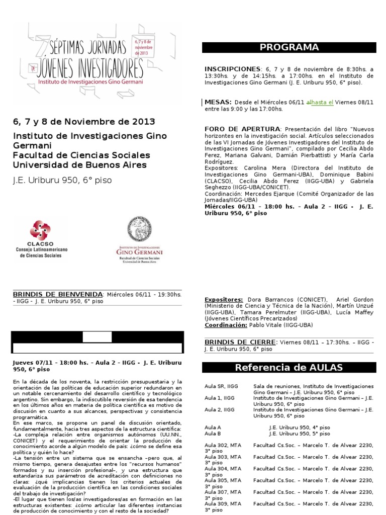 Programa 7mas Jornadas IIGG | PDF | Estudios de género | Sociedad