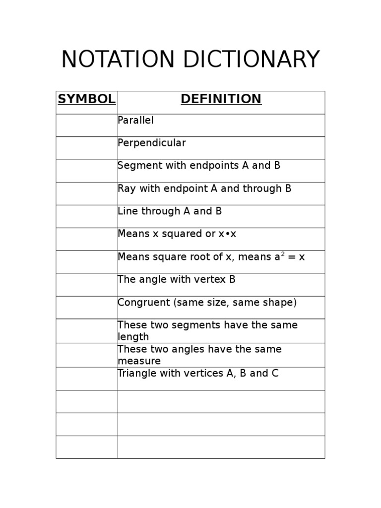 Notation Dictionary | PDF | Poetry