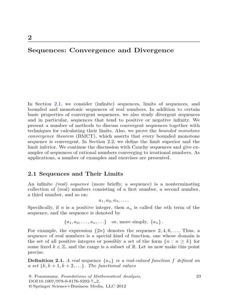 Sequences: Convergence and Divergence PDF | PDF | Sequence | Monotonic Function