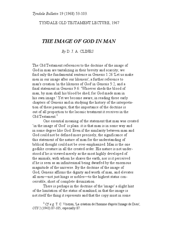 Clines - Image of God in Man (1967) | PDF | Image Of God | Genesis ...