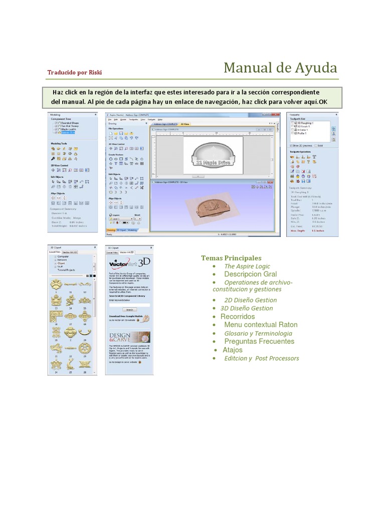 Manual de Ayuda Vectric Aspire 3.5 | PDF