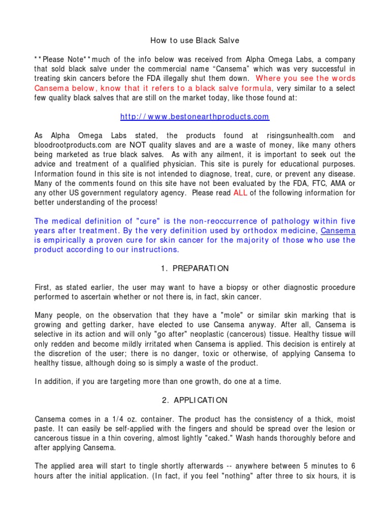 Black Salve Application Guide | PDF | Skin Cancer | Cancer