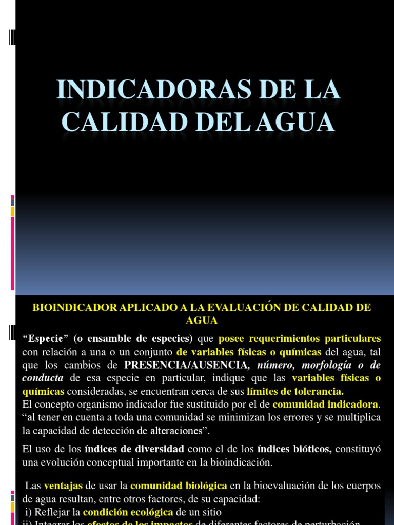 Bioindicadores De Agua Clase Pdf Organismos Agua