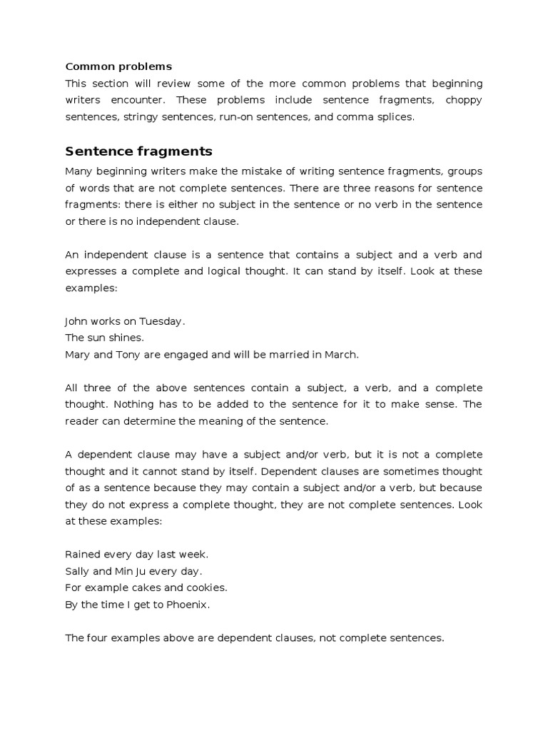 Fragments, Choppy, Stringy Sentences | PDF | Comma | Sentence (Linguistics)