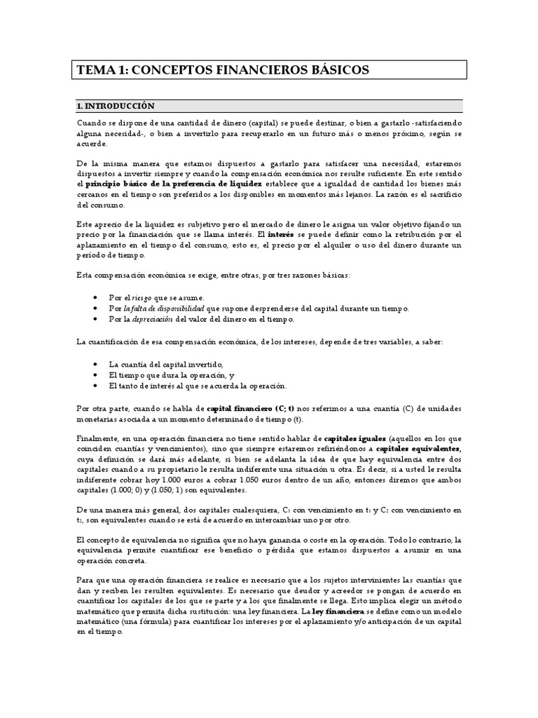 t1 Conceptos Financieros Basicos | PDF | Capital (economía) | Interés