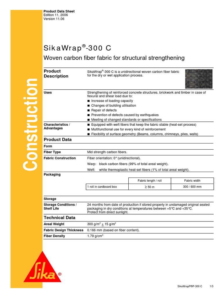 Sika Wrap 300C | PDF | Lamination | Young's Modulus