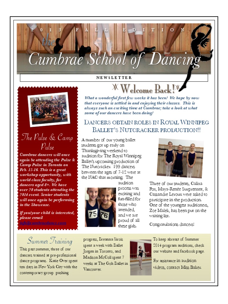 Cumbrae Dance School Updates 2014 | PDF | Dances | Ballet