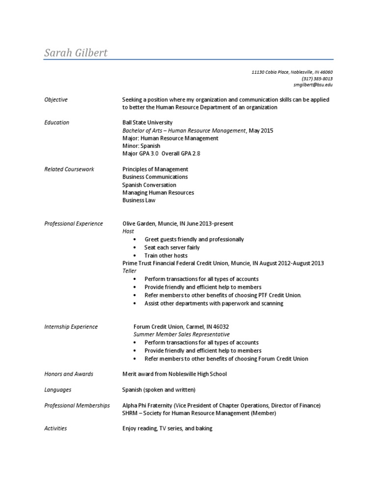 Human Resource Management Resume | PDF