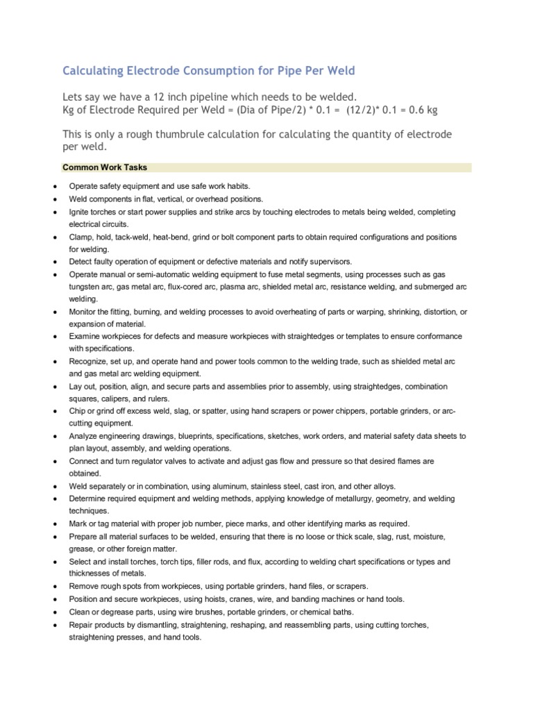 Electrode Consumption PDF | PDF | Electric Arc | Welding
