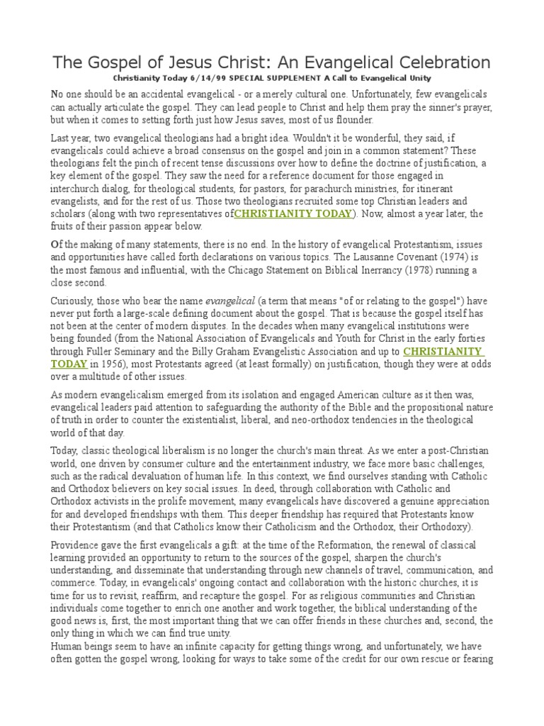 The Gospel of Jesus Christ - An Evangelical Celebration PDF | PDF ...