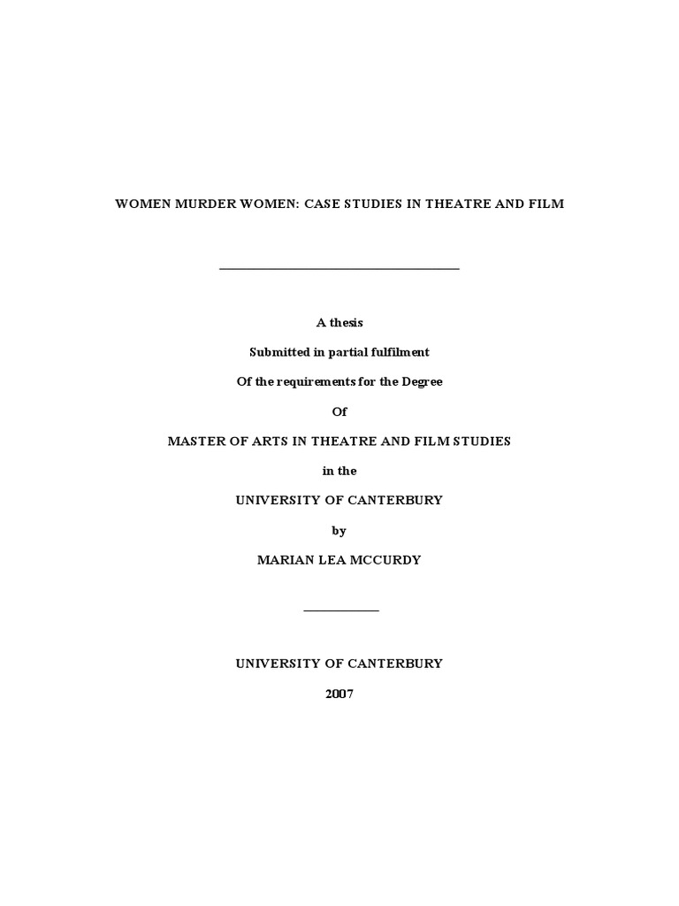 Women Murder Women, Case Studies in Theatre and Film PDF | PDF ...