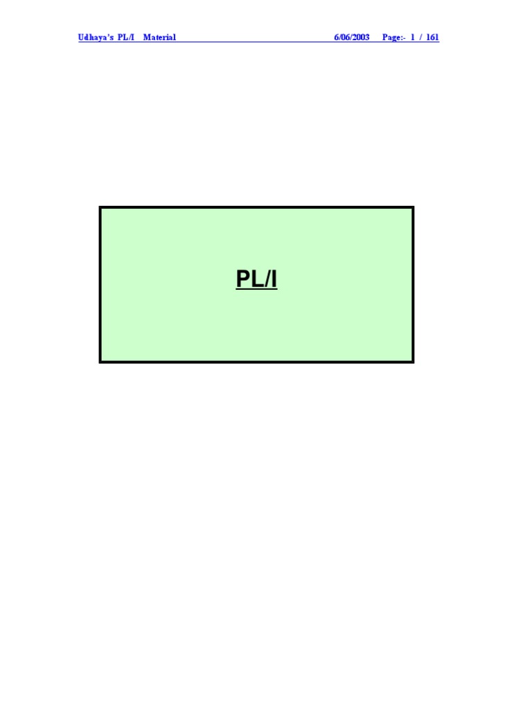 Pl1doc Parameter Computer Programming Subroutine