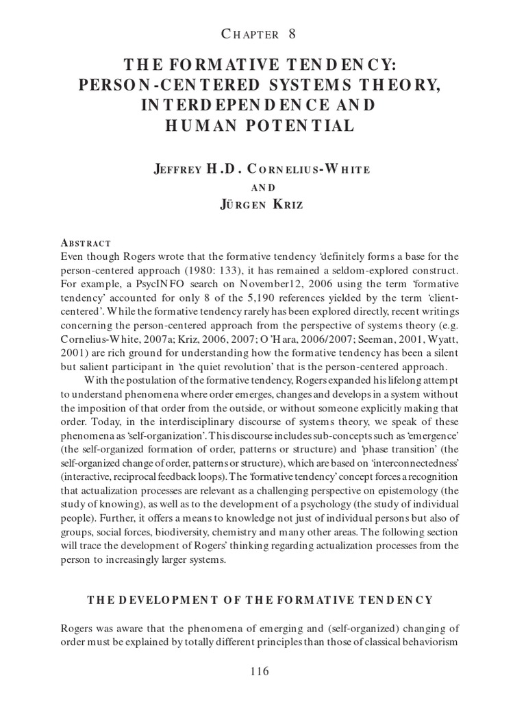 Formative Tendency Person-Centered Systems Theory Interdependence and ...