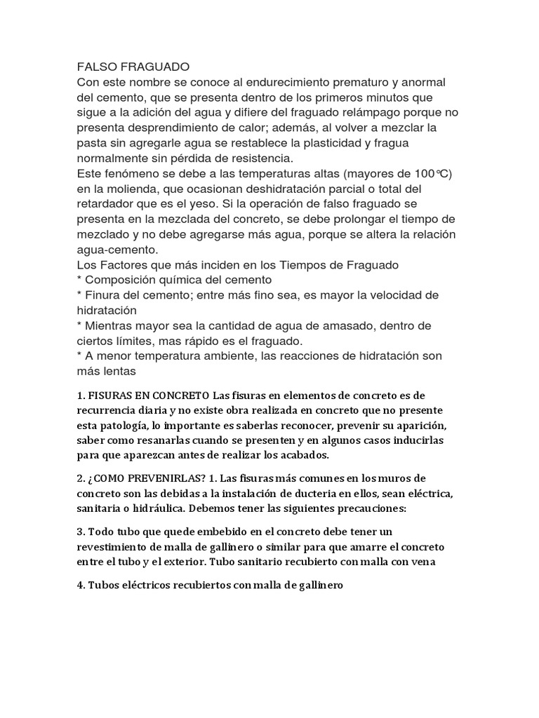 Falso Fraguado | PDF