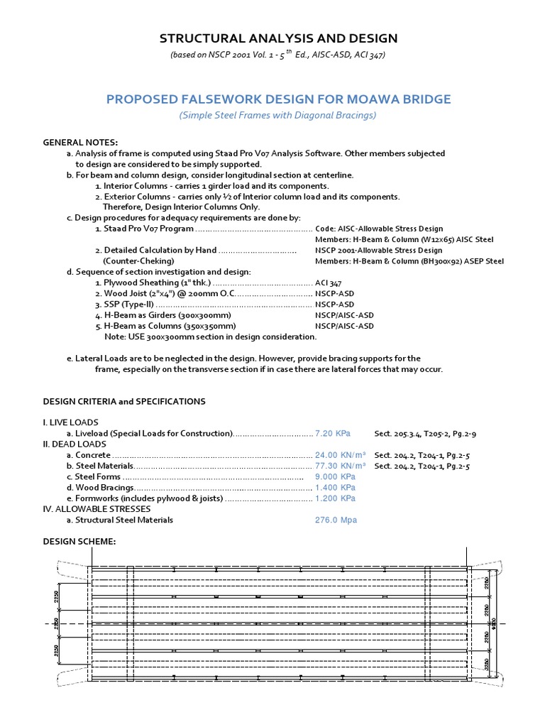 Moawa Bridge Falsework Design Analysis | PDF | Framing (Construction ...