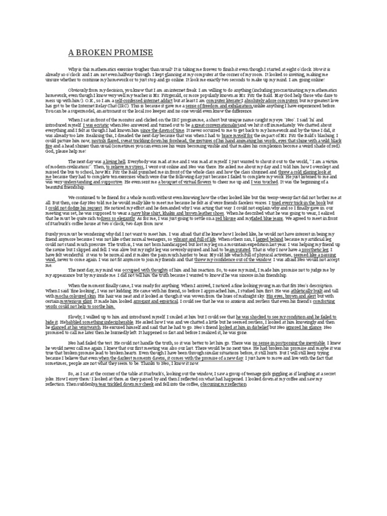Narrative Essay For SPM - A Broken Promise | PDF