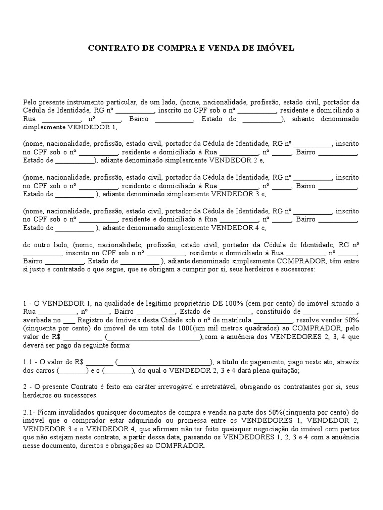 Modelo-De-Contrato-De-Compra-E-Venda-De-Imovel - Noé | PDF | Governo