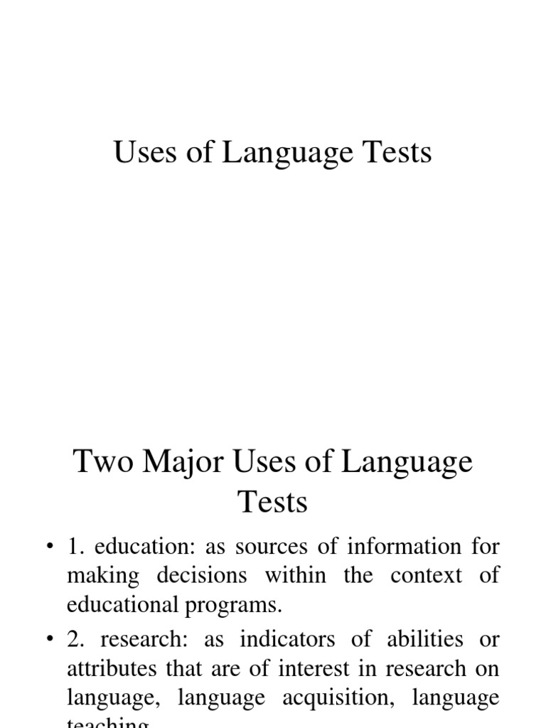 Uses of Language Test | PDF | Test (Assessment) | Multiple Choice