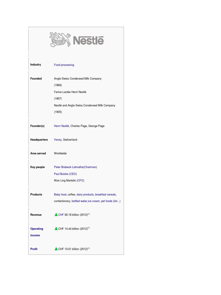 Nestle | PDF | Nestlé | Food And Drink