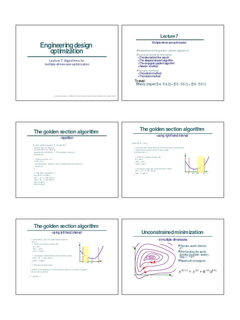 Engineering Design Optimization: The Golden Section Algorithm The ...