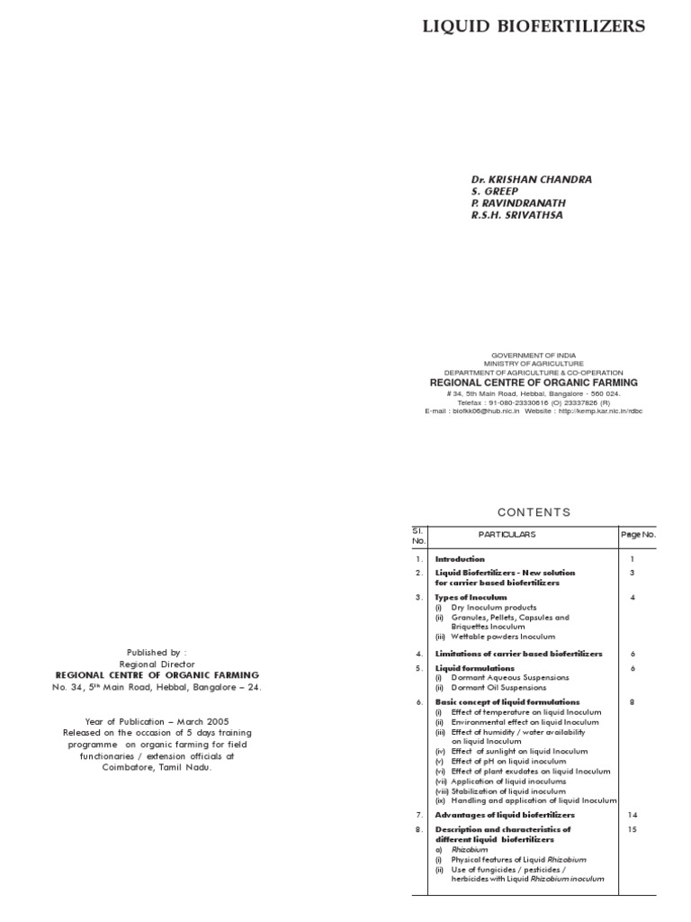 Liquid Biofertilizers Overview | PDF | Soil | Microorganism