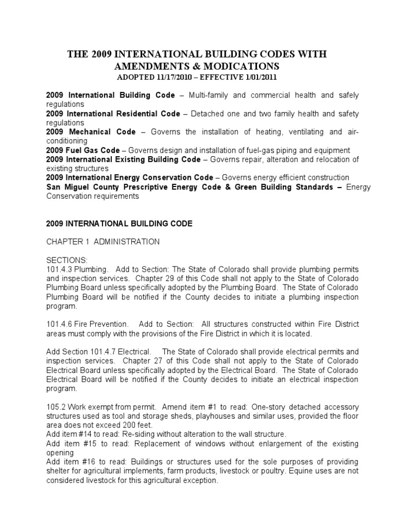 The 2009 International Building Codes With Amendments & Modications | PDF