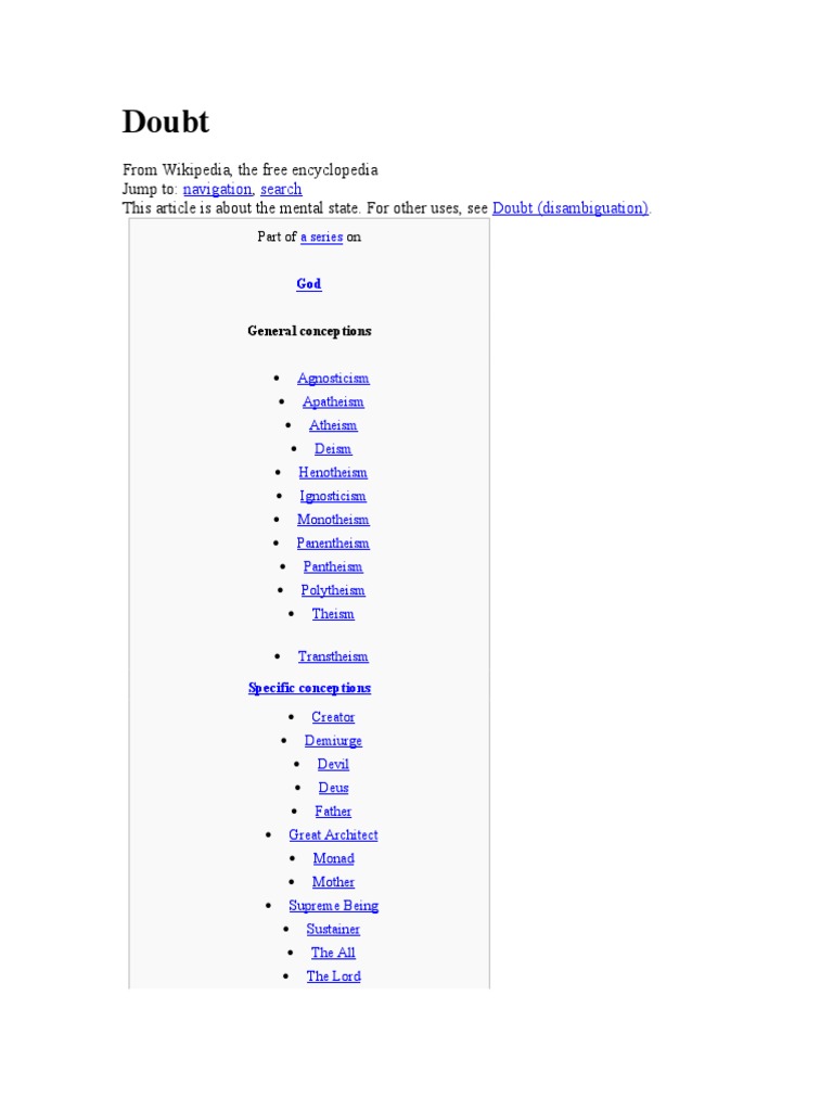An In-Depth Exploration of the Concept of Doubt from Psychological ...