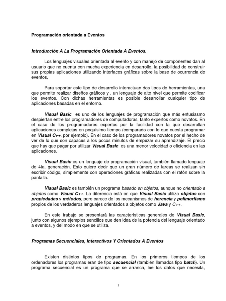 Programacion Orientada A Eventos | PDF | Objeto (informática ...