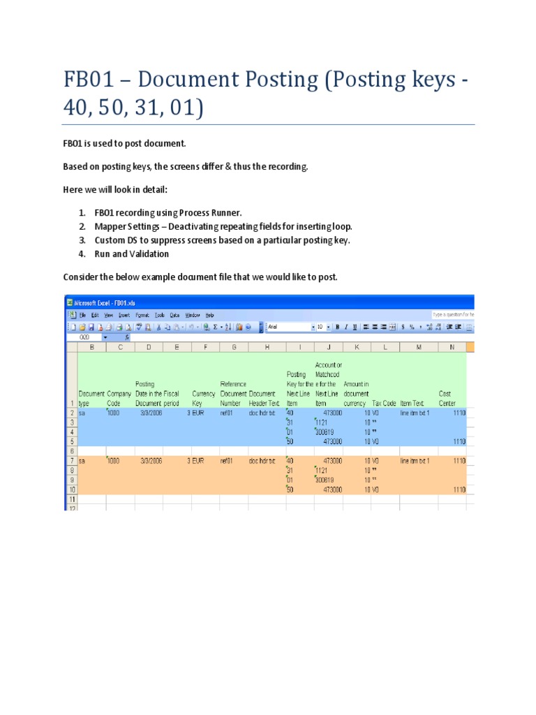 FB01-Document Posting Based On Different Posting Keys | PDF ...