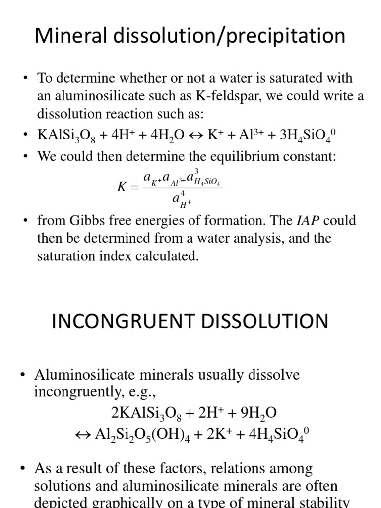 Mineral Dissolution/precipitation: A A A A K | Download Free PDF ...