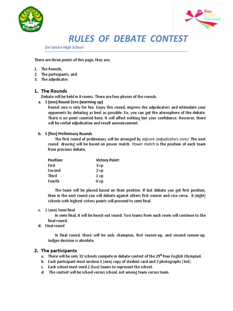Rules of Debate Contest | Download Free PDF | Leisure