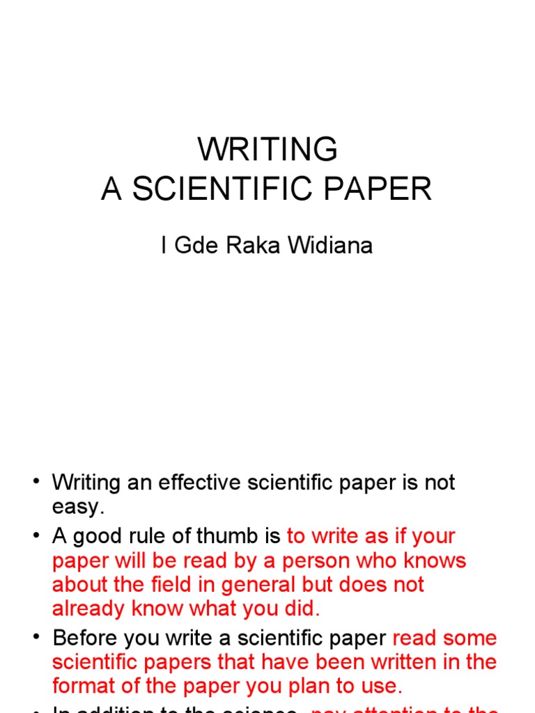 Guidelines for Writing a Scientific Paper.ppt | Abstract (Summary ...