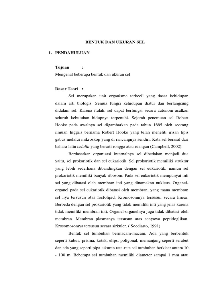 Bentuk Dan Ukuran Sel | PDF