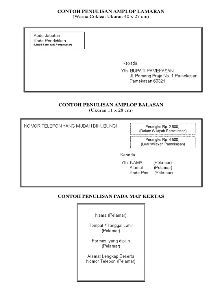 Contoh Penulisan Alamat Surat Di Amplop Coklat - Delinewstv