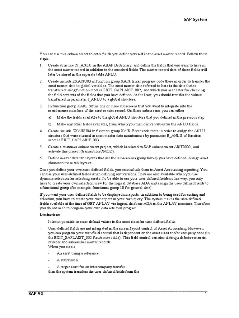 Asset Master Enhancement Documentation PDF | PDF | Information Retrieval | Computer Programming