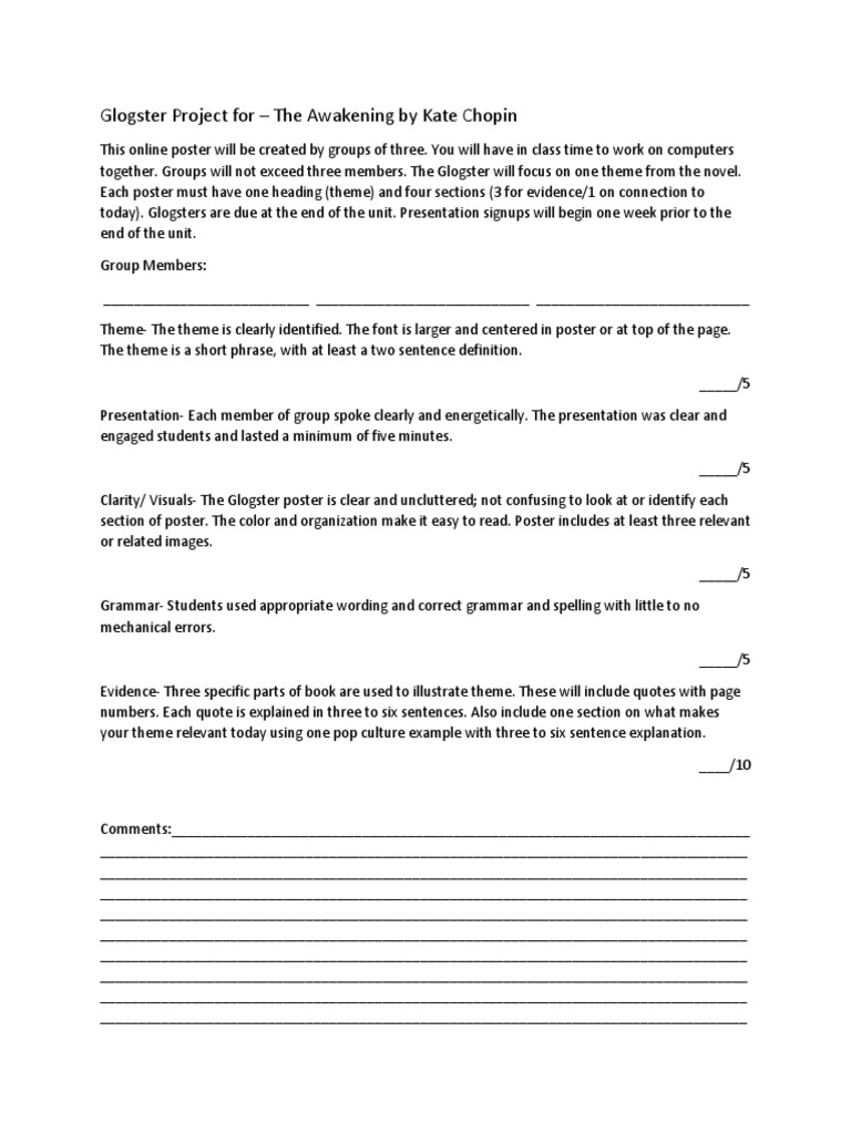 Glogster Project: The Awakening Theme | PDF