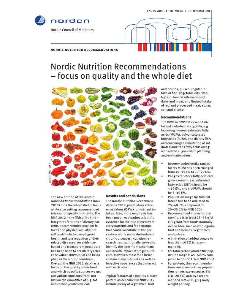 Fact Sheet - Nordic Nutrition Recommendations 2012 PDF | PDF ...