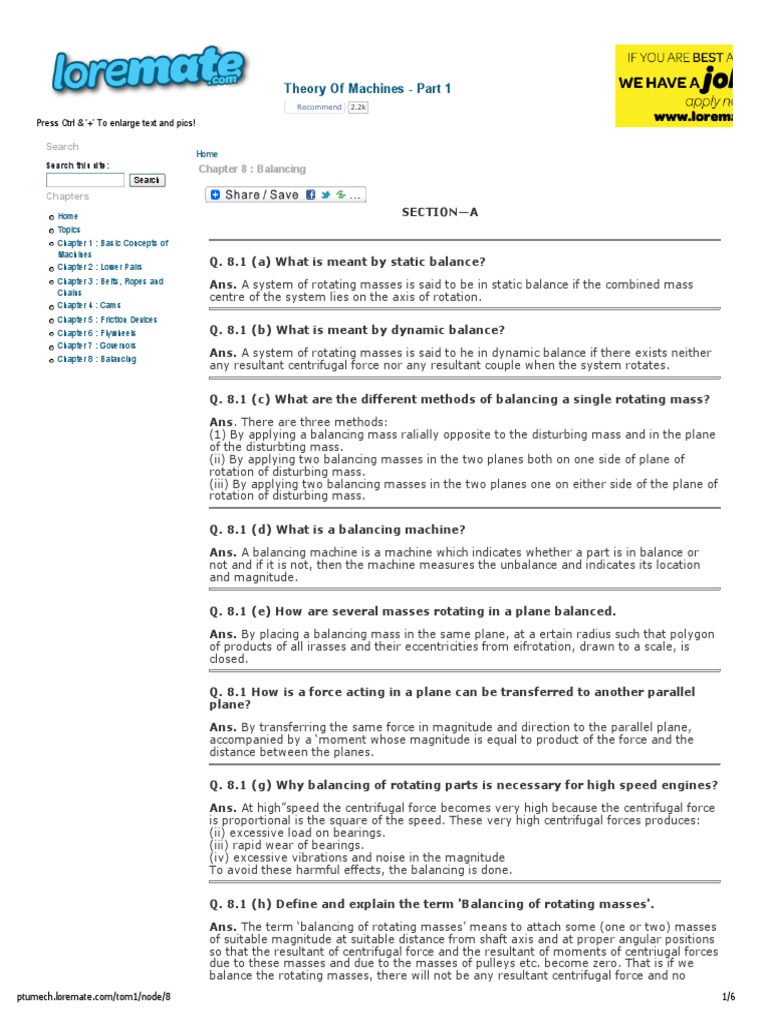 Balancing Theory of M/C PDF | PDF | Rotation Around A Fixed Axis | Rotation